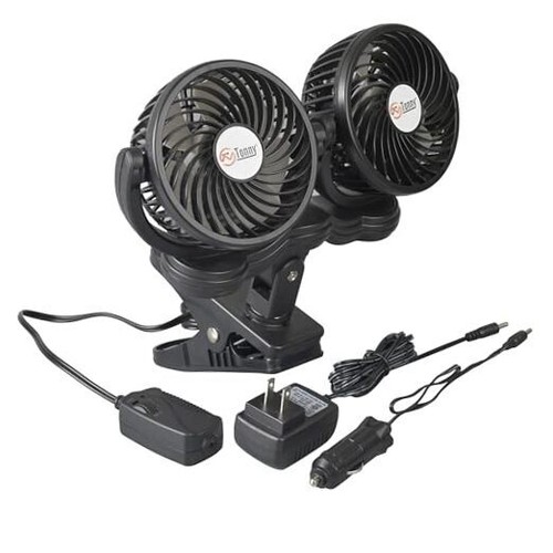 Brushless Motor Dual Head Clip Fan, DC 12V AC 110V 4 Inch Clip on Fan ...
