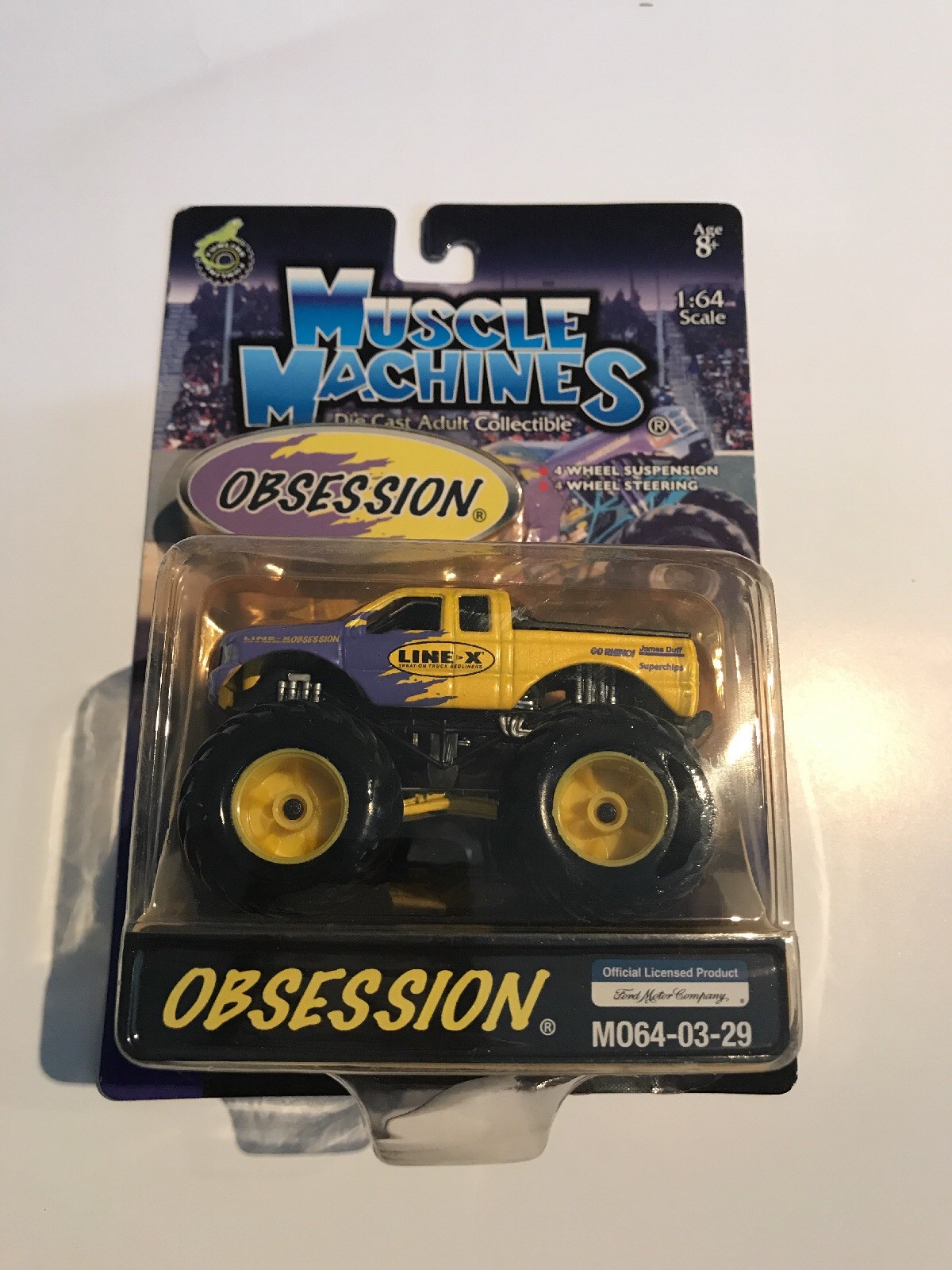 2003 MUSCLE MACHINES MONSTER TRUCK *YELLOW/PURPLE OBSESSION* MO64-03-29 ...