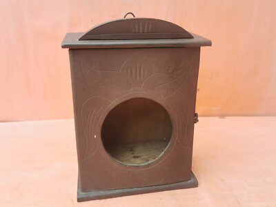 ANTIQUE PRIMITIVE OLD HAND PAINTED WOODEN WALL HANGING CLOCK BOX | eBay