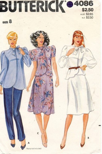 1980's VTG Butterick Misses' Tunic Top Skirt Pattern 4086 Size 8 UNCUT ...