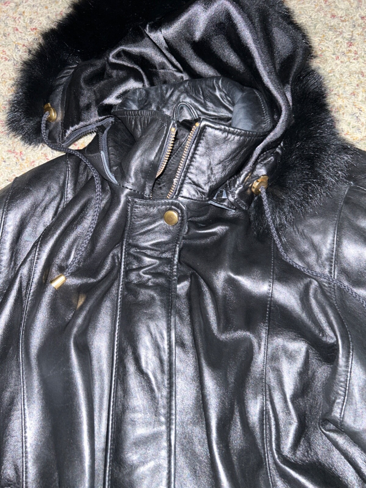 Worthington Black Genuine Lambskin Leather Fox Fur Ho… - Gem