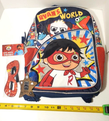 Ryan's World 16" Childs Super Hero Backpack New With Tags & Bonus Mask ...