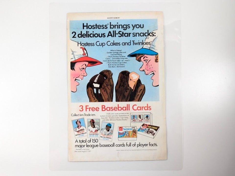 1977 Hostess Twinkies Baseball Ad, Laminated MLB Promo – 3 Free Card ...