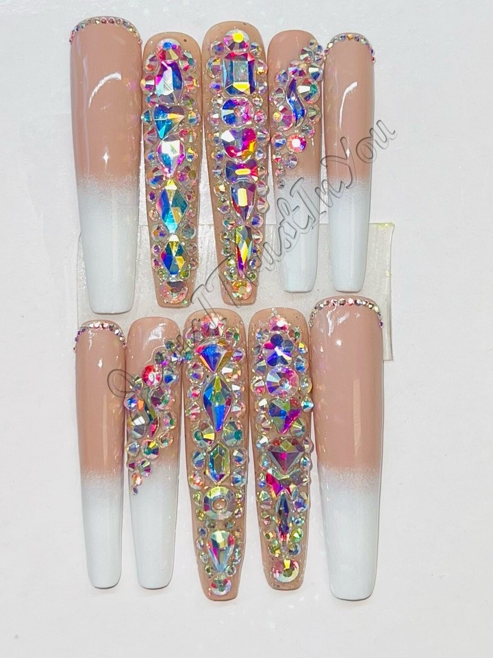 3X XXXL BALLERINA - SPARKLE- NEW GEL PRESS ON NAILS GLUE ON NAILS | eBay