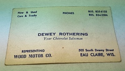 Business Biz Card Chevy Chevrolet Auto Dealer Salesman Wood Motor Eau ...