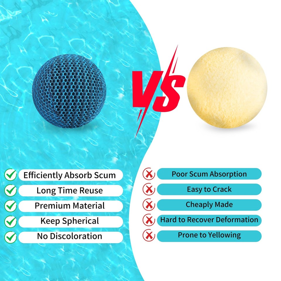 4 Pcs Hot Tub Pool Scum Absorber-2.4 Inches Reusable Scum Eliminating ...