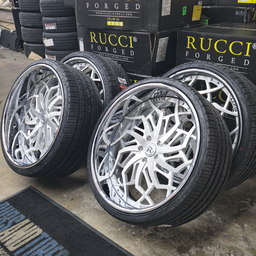 26" Rucci Game Brushed Face Chrome Lip Wheels RIMS Tires Package Chevy ...