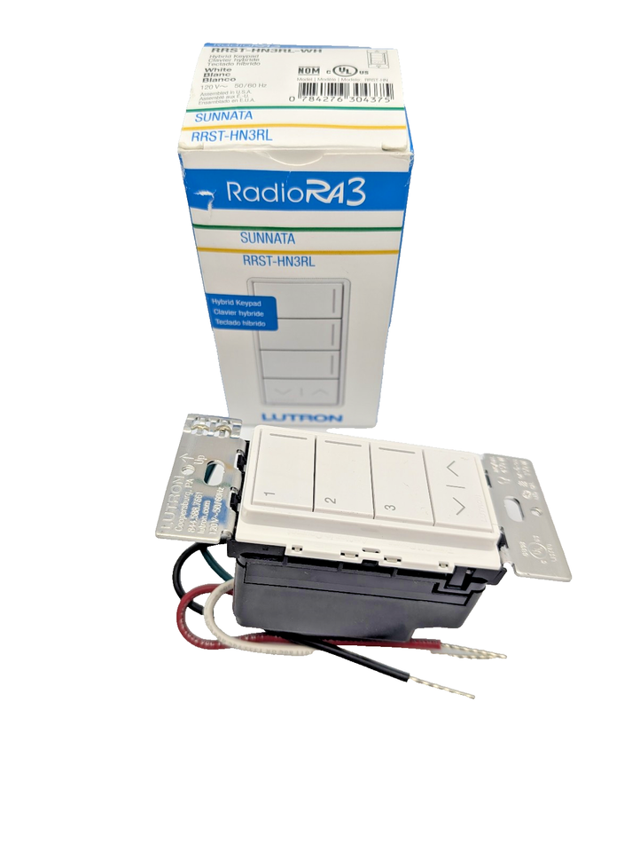 Lutron Sunnata RRST-HN3RL-WH White Radio RA2 RA3 Hybrid Keypad LED ...