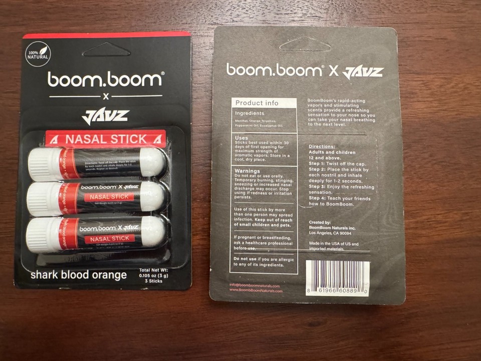 3 PC Boom Boom Blood Shark Orange Nasal Inhaler Sticks Breathe Easy ...