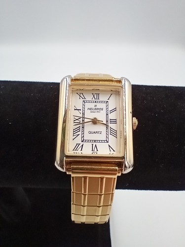 Helbros Dress Quartz Tank Watch Gold-Tone New Battery Runs Great ...