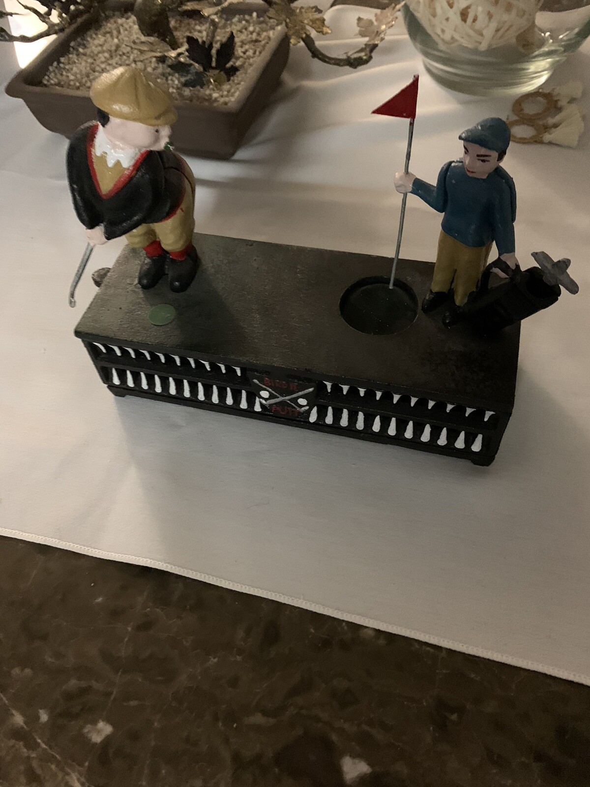 THE GOLFER, VINTAGE CAST IRON BIRDIE PUTT GOLF MECHANICAL COIN BANK | eBay