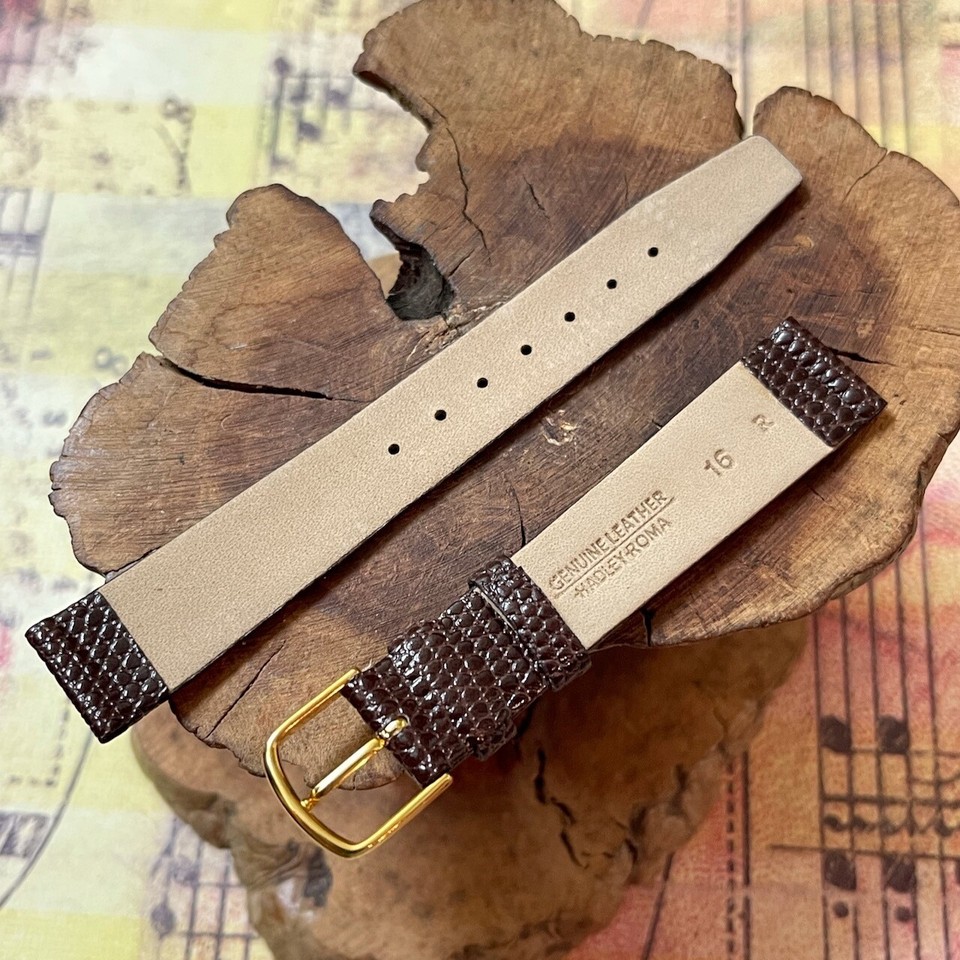 Fine Hadley-Roma pinpoint lizard print Leather 16mm vintage watch band ...