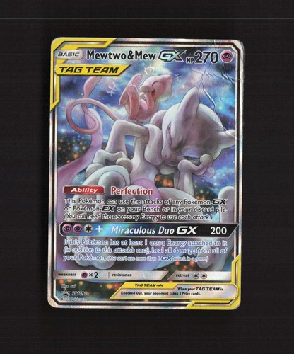 Mewtwo & Mew GX SM191 Black Star Promo Full Art Holo Pokemon Card DMG ...