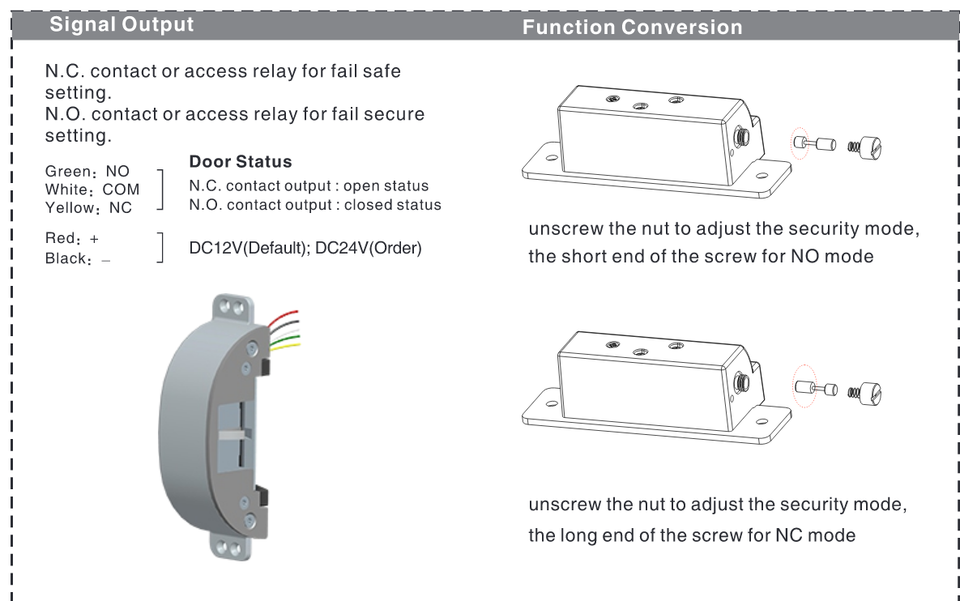 Electric Strike Push Rod Lock for Push Bar Exit Open Device Fire ...