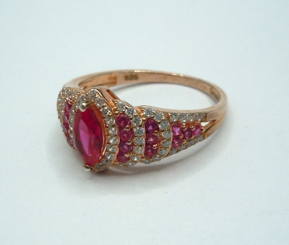 925 Sterling Gold over Silver STAUER Red Stone Ring Size 8.5 | eBay