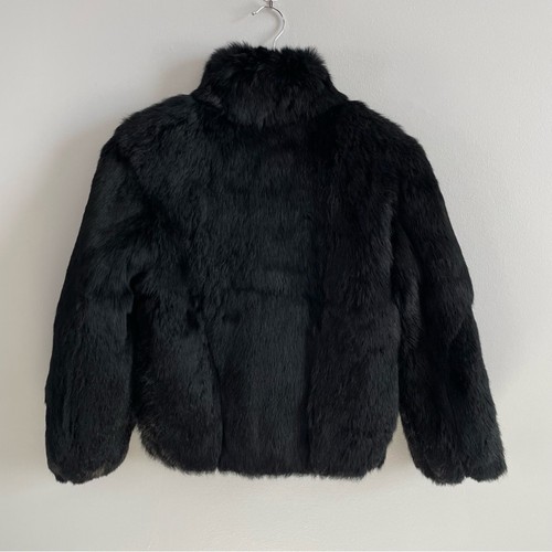 Niki | Vintage Black 100% Rabbit Fur Bomber Jacket Full Zip With Mock ...