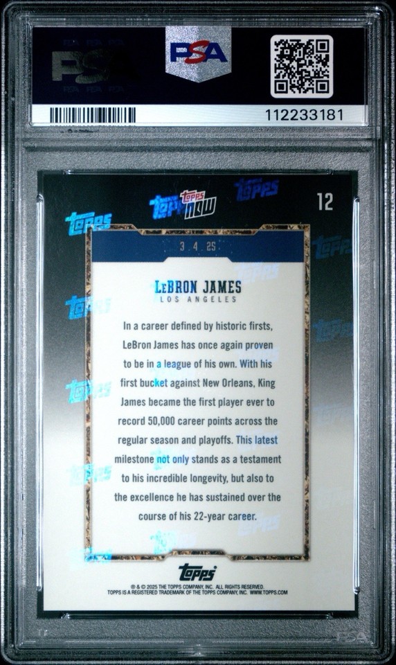 2025 Topps Now #12 Lebron James 50k Career Points PSA 10 Limited ...