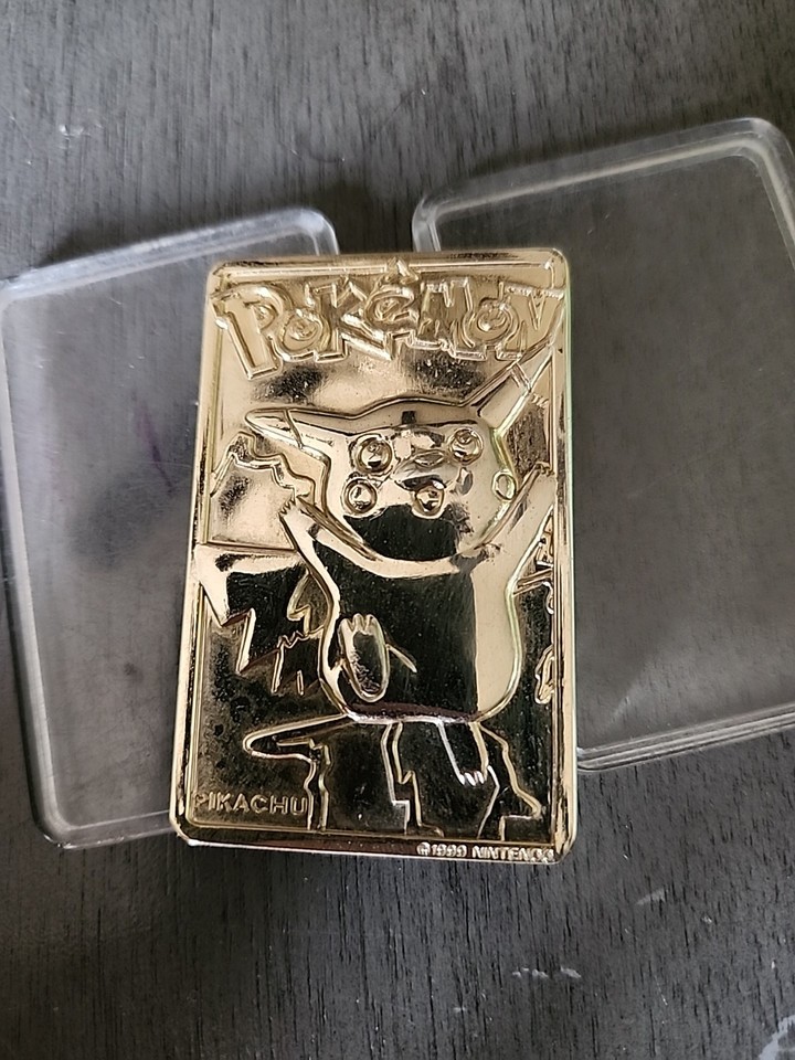 Pokemon PIKACHU Trading Card Bar 23K Gold Plated 1999 Burger King | eBay