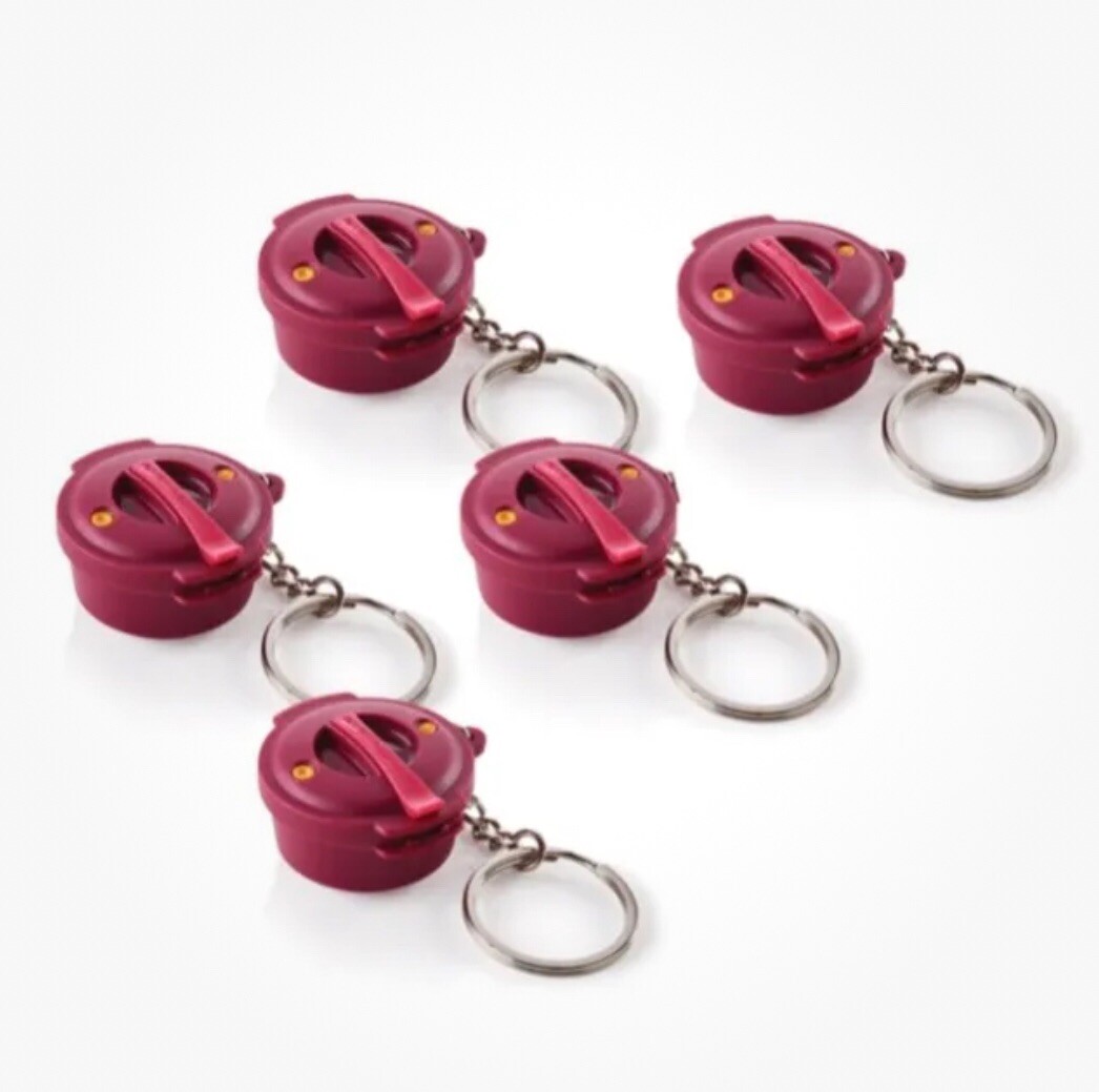 5 Tupperware Keychains Pressure Cooker Red Bordeau Holds $2.75 In ...