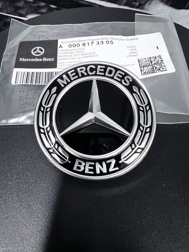 NEW Genuine Mercedes-Benz Black Wreath Flat Bonnet Badge Emblem ...