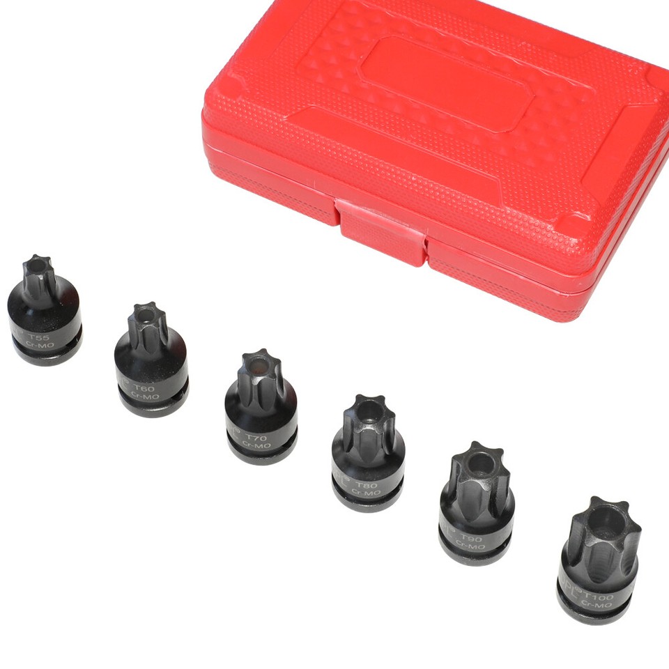 Impact 1/2" Drive Shallow Stubby Torx Star Male Bit Sockets T55 - T100 ...