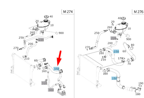 MERCEDES-BENZ CLS C218 RIGHT RADIATOR COOLANT HOSE A2185011282 NO DUTY ...