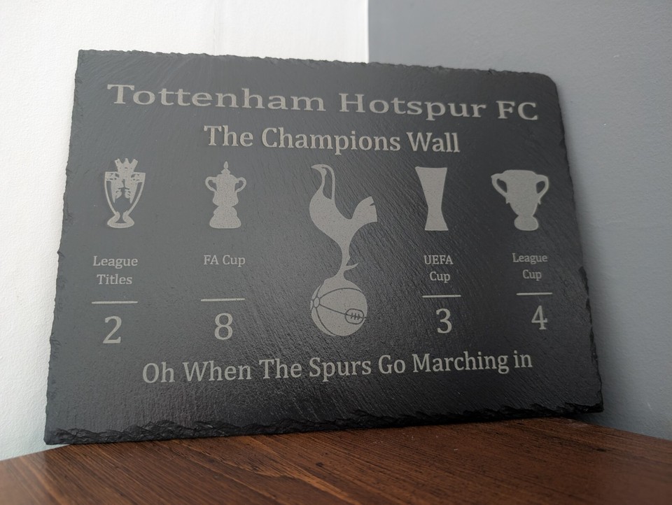 TOTTENHAM HOTSPUR FC CHAMPIONS WALL SLATE PLAQUE * UPDATED UEFA CUPS ...