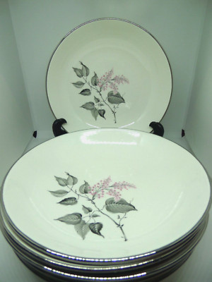 Vintage Sabin China 7 3/4" Pasta Bowls Pink Floral Set of 6 EUC | eBay