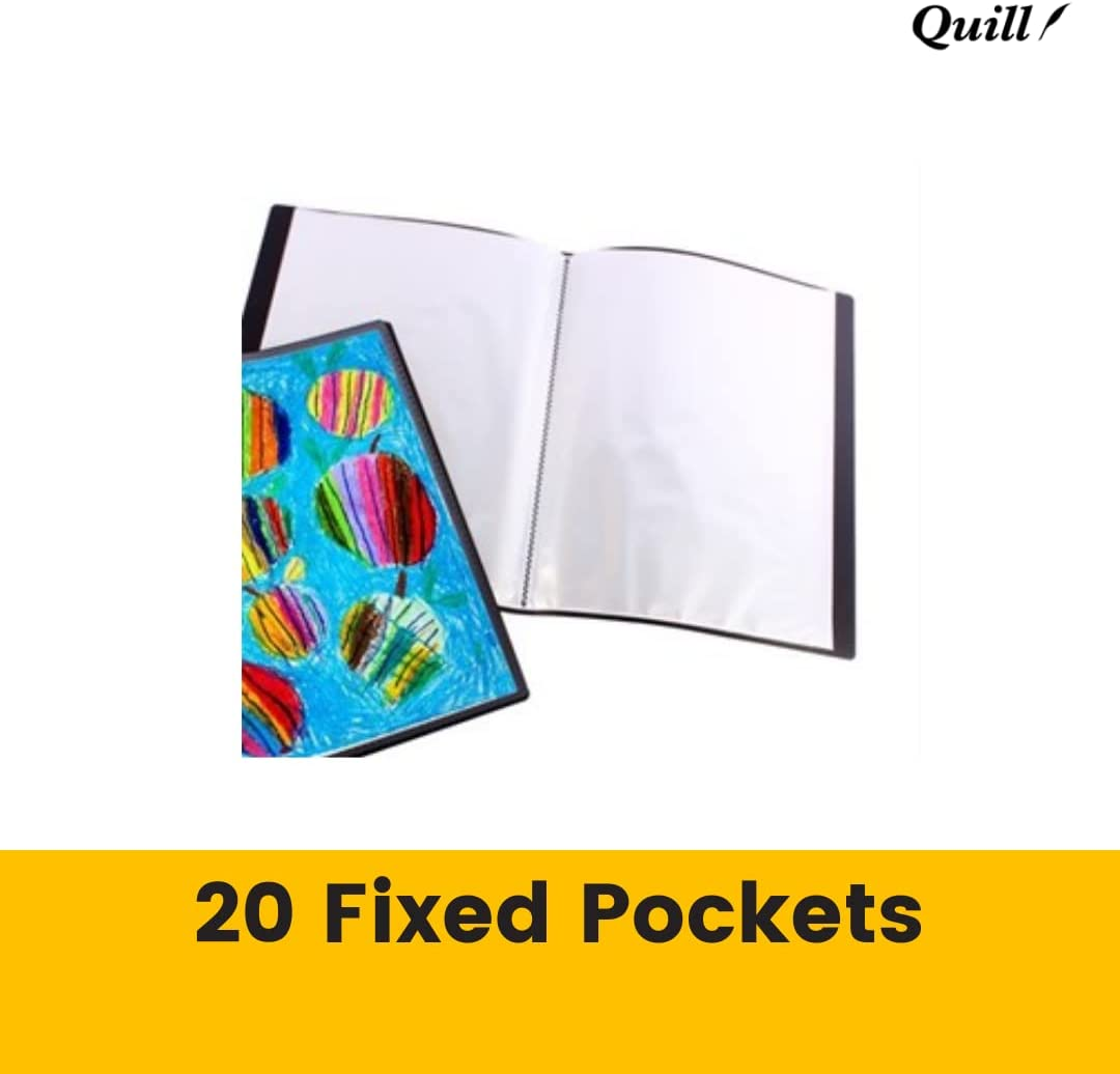 , Fixed Insert Display Book, PP, A2, 20 Pockets, Black | eBay