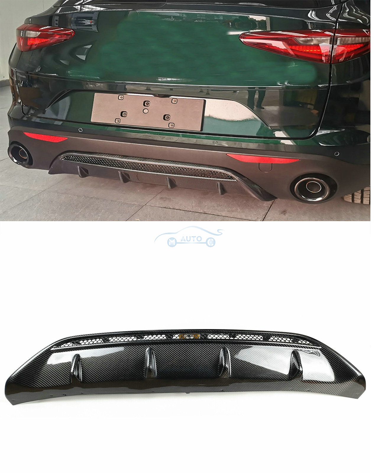 Real Carbon Rear Fiber Bumper Diffuser Splitter For Alfa Romeo Stelvio ...