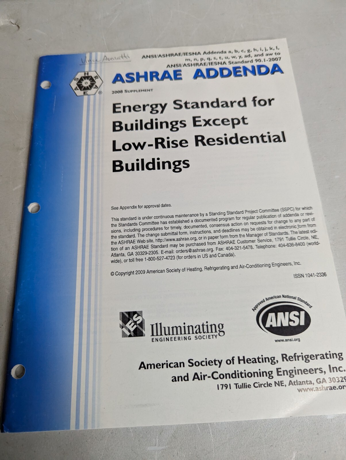 Ashrae ADDENDA 2007 Code Book | Energy Standard For Buildings I-P ...