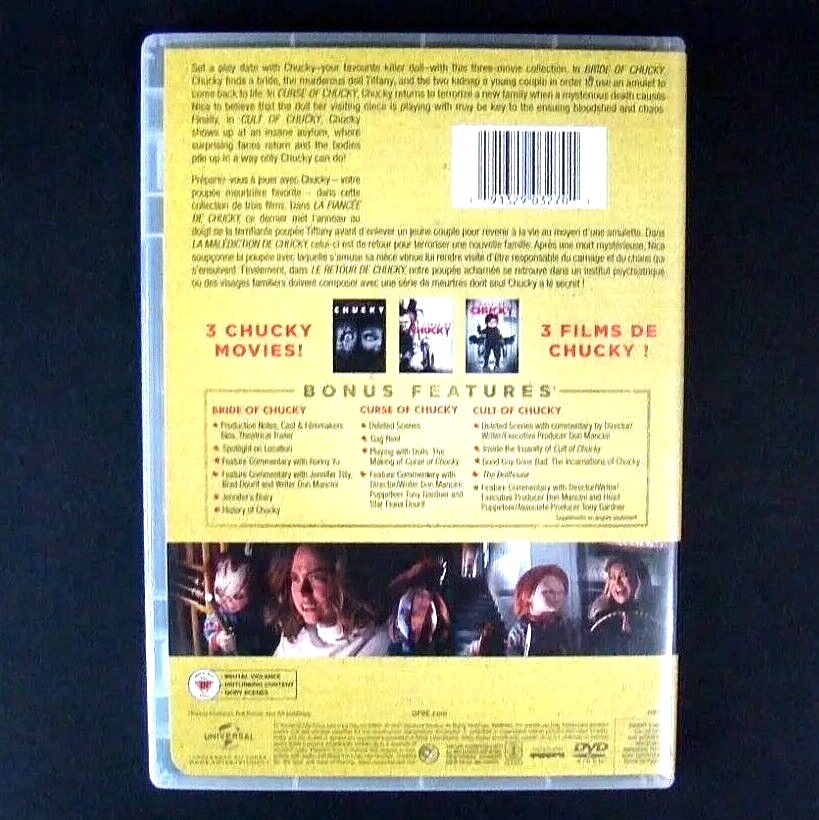 Chucky 3-Movie Collection DVD 2017 3-Disc Set Child's Play Slasher ...