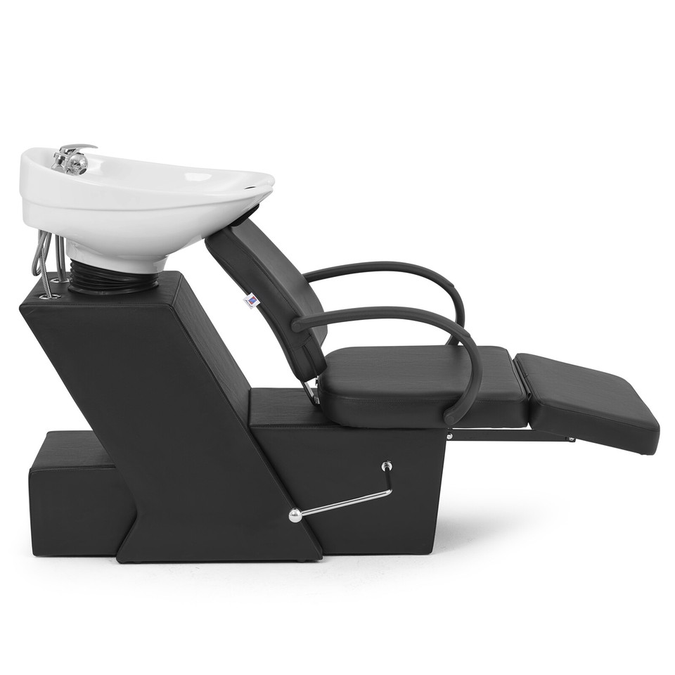 Black Backwash Salon Shampoo Chair with White Ceramic Bowl Sink Beauty ...