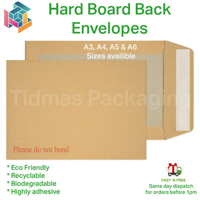 A5 Hard Board Back Envelopes Brown 'Please Do Not Bend' Eco Friendly C5 ...