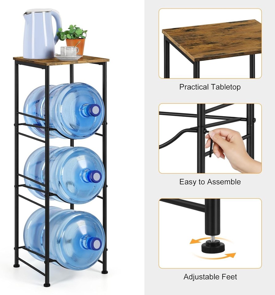 5 Gallon Water Bottle Jug Holder 3-Tier Water Bottle Holder Organizer W ...