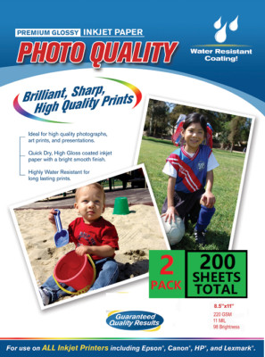 200 Sheets Photo Paper, Premium High Glossy 8.5 x 11 Ships FEDEX 2 Day ...