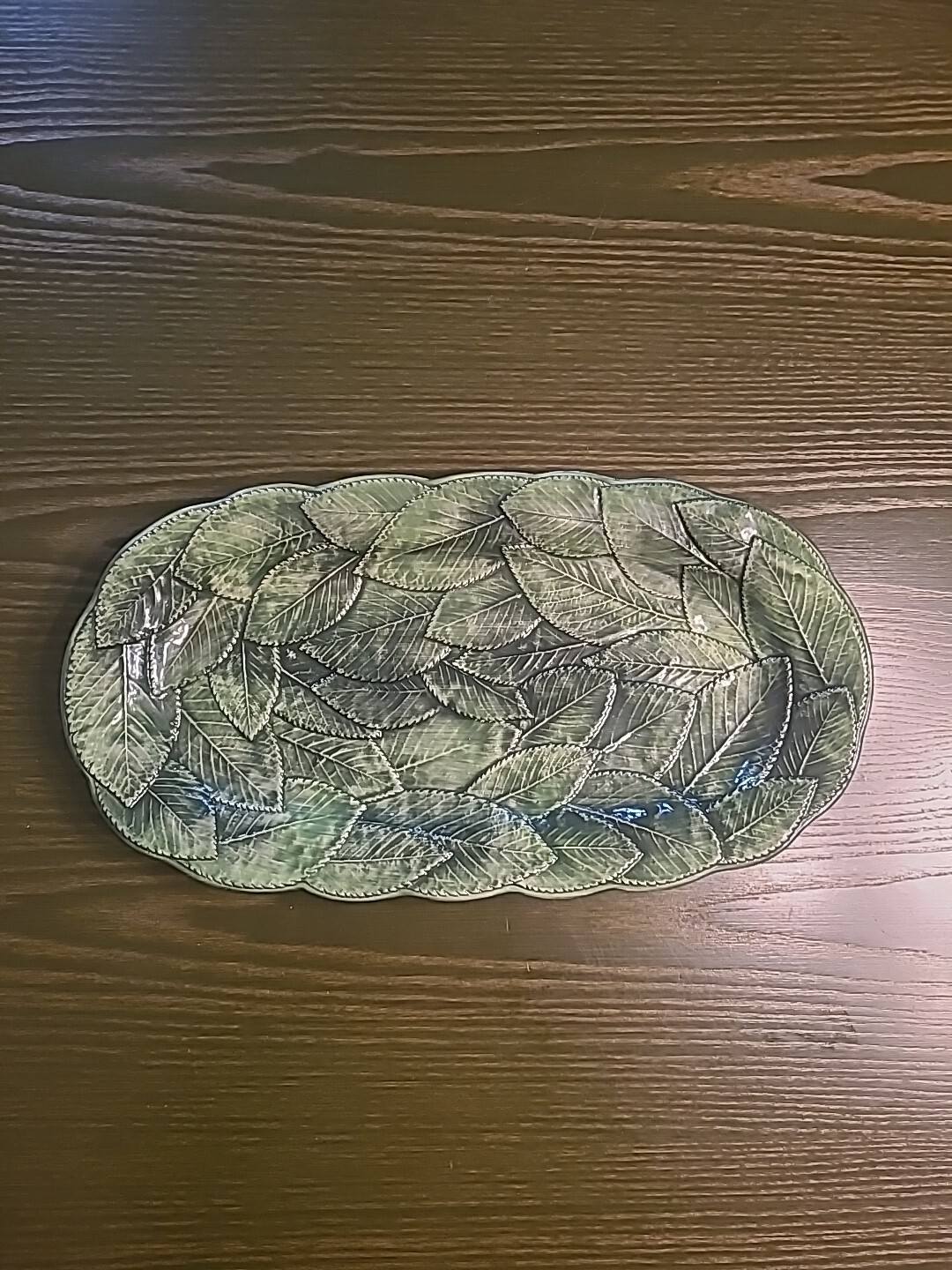 Vtg.Vietri Foglia Leonardo MAJOLICA 16" Oval/Oblong Lemon Leaf Platter ...