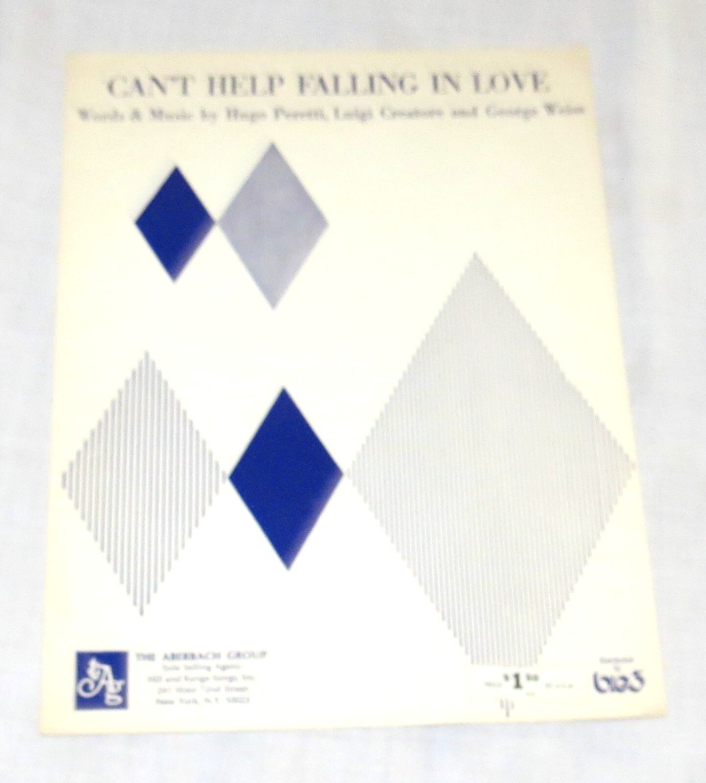 Sheet Music Can't Help Falling in Love Hugo Peretti Luigi Creatore ...