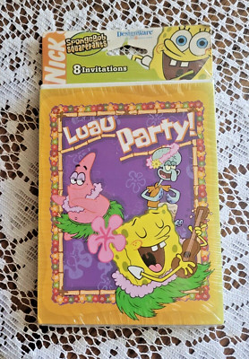 New SpongeBob SquarePants Hawaiian Luau Party Invitations 8 Invites ...