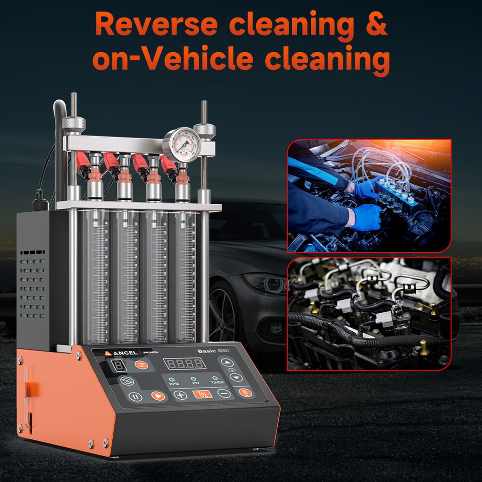 ANCEL ANJ400 Ultrasonic Car Fuel Injector Cleaner Tester Machine EFI 4 ...