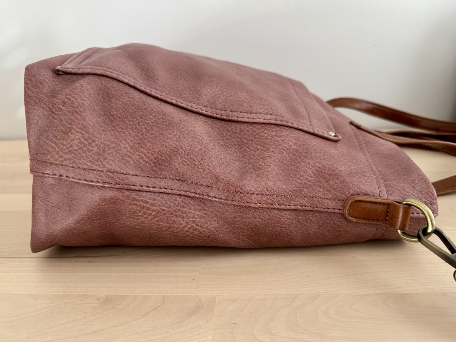 Sasha + Sofi Vegan Leather Rose Pink Shoulder Strap & Handles Satchel ...