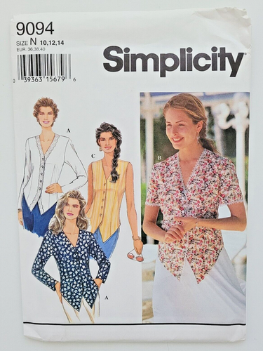 Simplicity Sewing Pattern 9094 Misses Button Front Tops Size 10-14 ...
