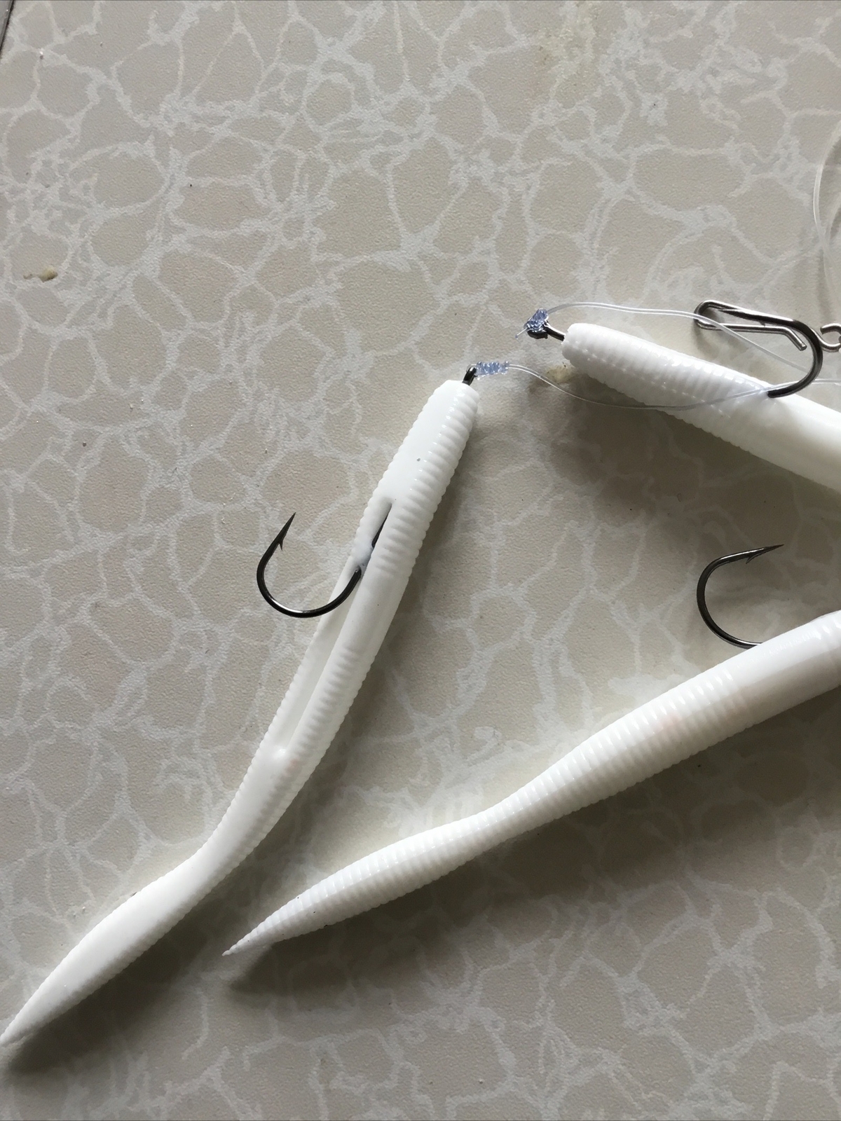 sea fishing ready tied cod and pollock rigs on 3/0 hooks 5” White Bulb ...