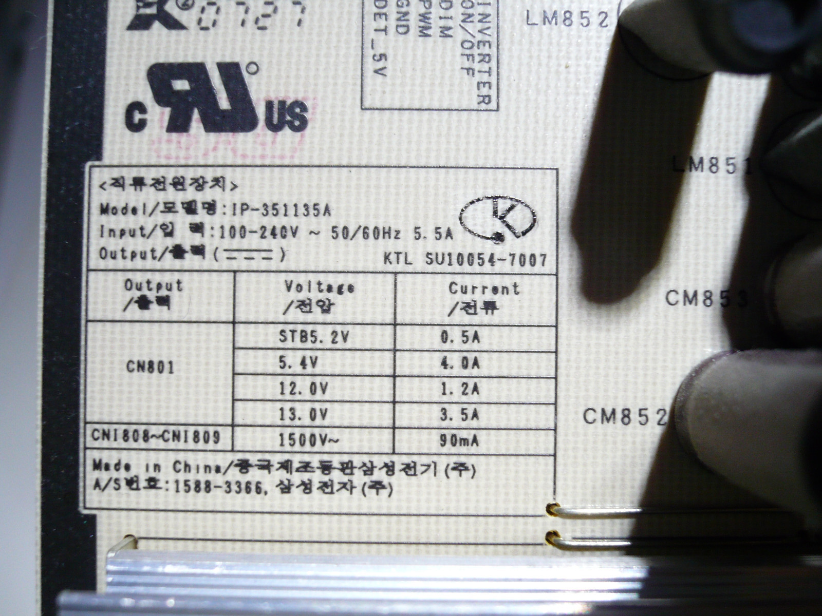 BN44-00184A, IP-351135A, CS61-0328-03A, LN-T5271F, LNT5271FF/XAA ...