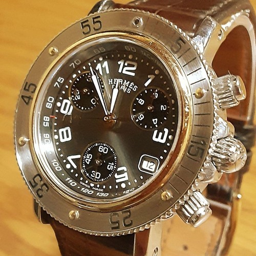 Hermes Clipper Diver Chronograph Unisex Watch Quartz Battery Rotating ...