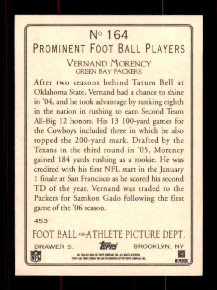 2006 Topps Turkey Red #164 Vernand Morency NM/NM+ 241003 | eBay