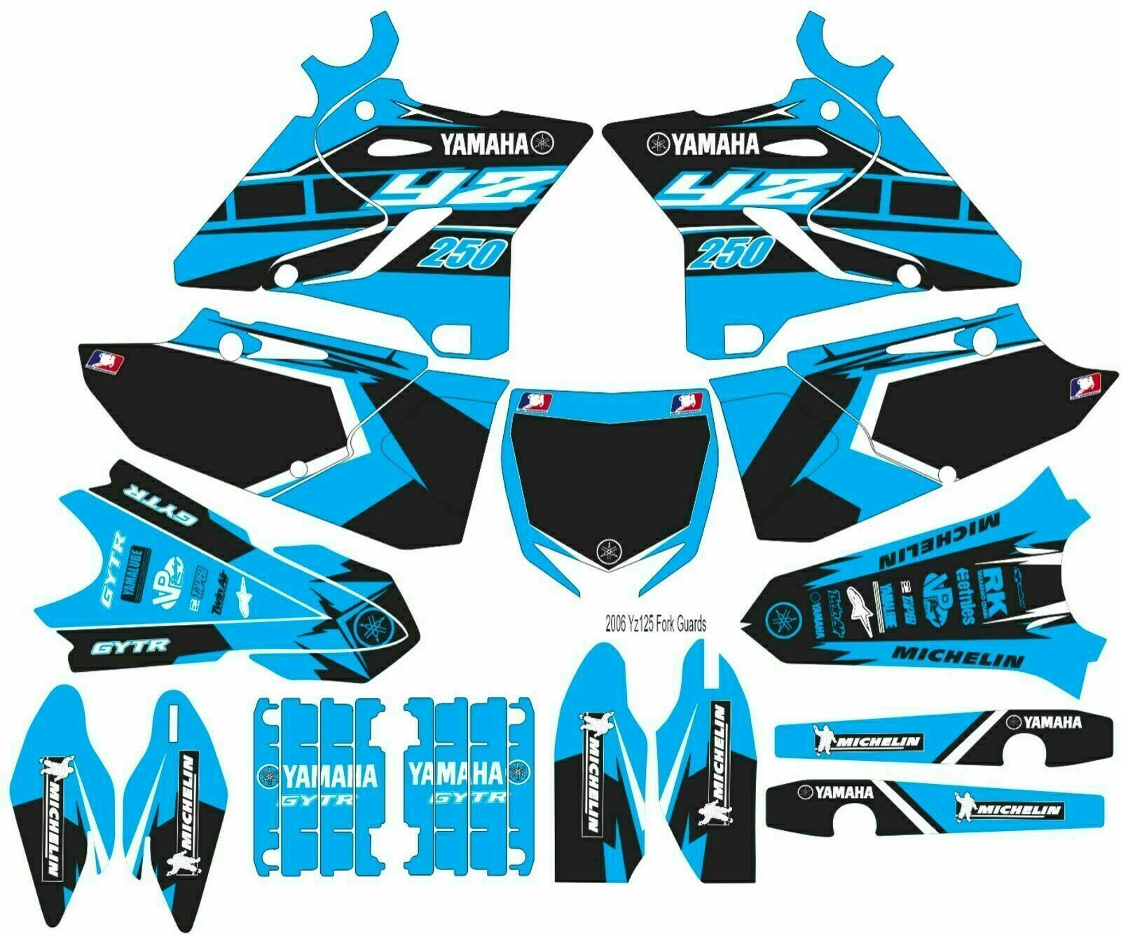 Light Blue YAMAHA GRAPHICS YZ 250 YZ250 2015 2016 2017 2018 2019 | eBay