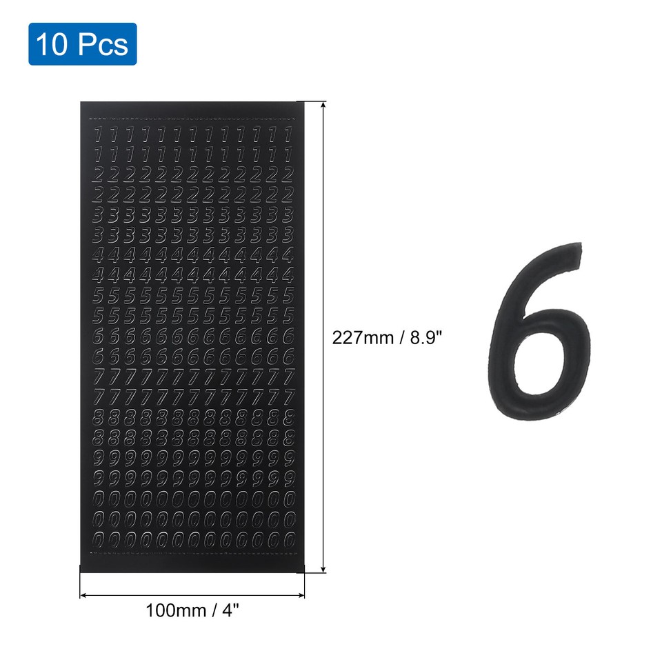 10 Sheets Number Sticker Black Number Stickers 0 to 9 Self Adhesive | eBay
