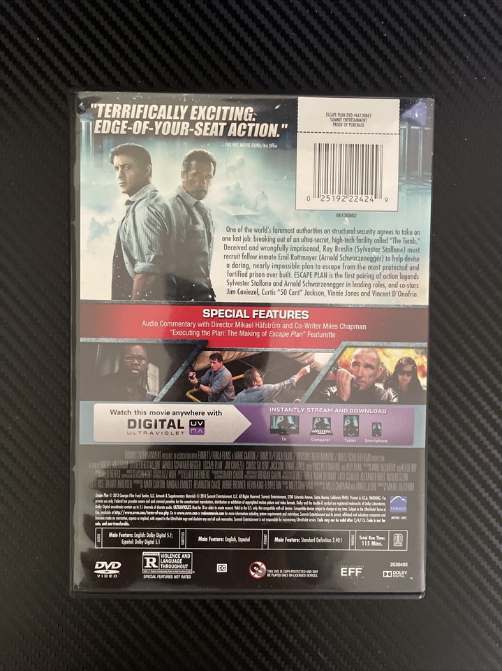 Escape Plan (DVD, 2013) Sylvester Stallone, Arnold Schwarzenegger ...