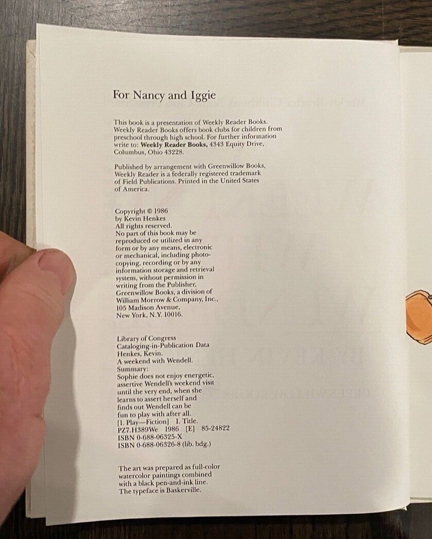 VINTAGE: A Weekend with Wendell by Kevin Henkes 1986 Ed HB | eBay